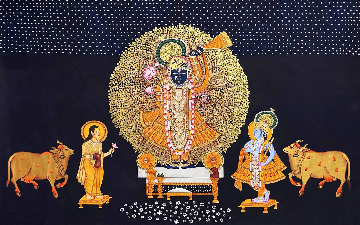Shreenathji Shringar Pichwai Painting, Traditional Handmade Wall Paint ...