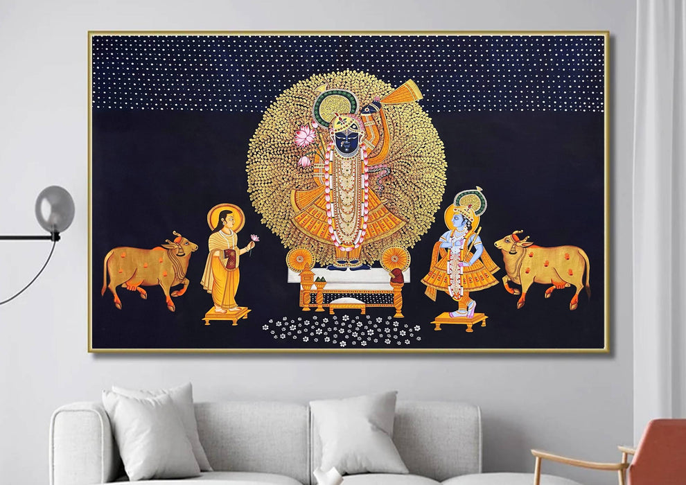 Shreenathji Shringar Pichwai Painting, Traditional Handmade Wall Paint ...